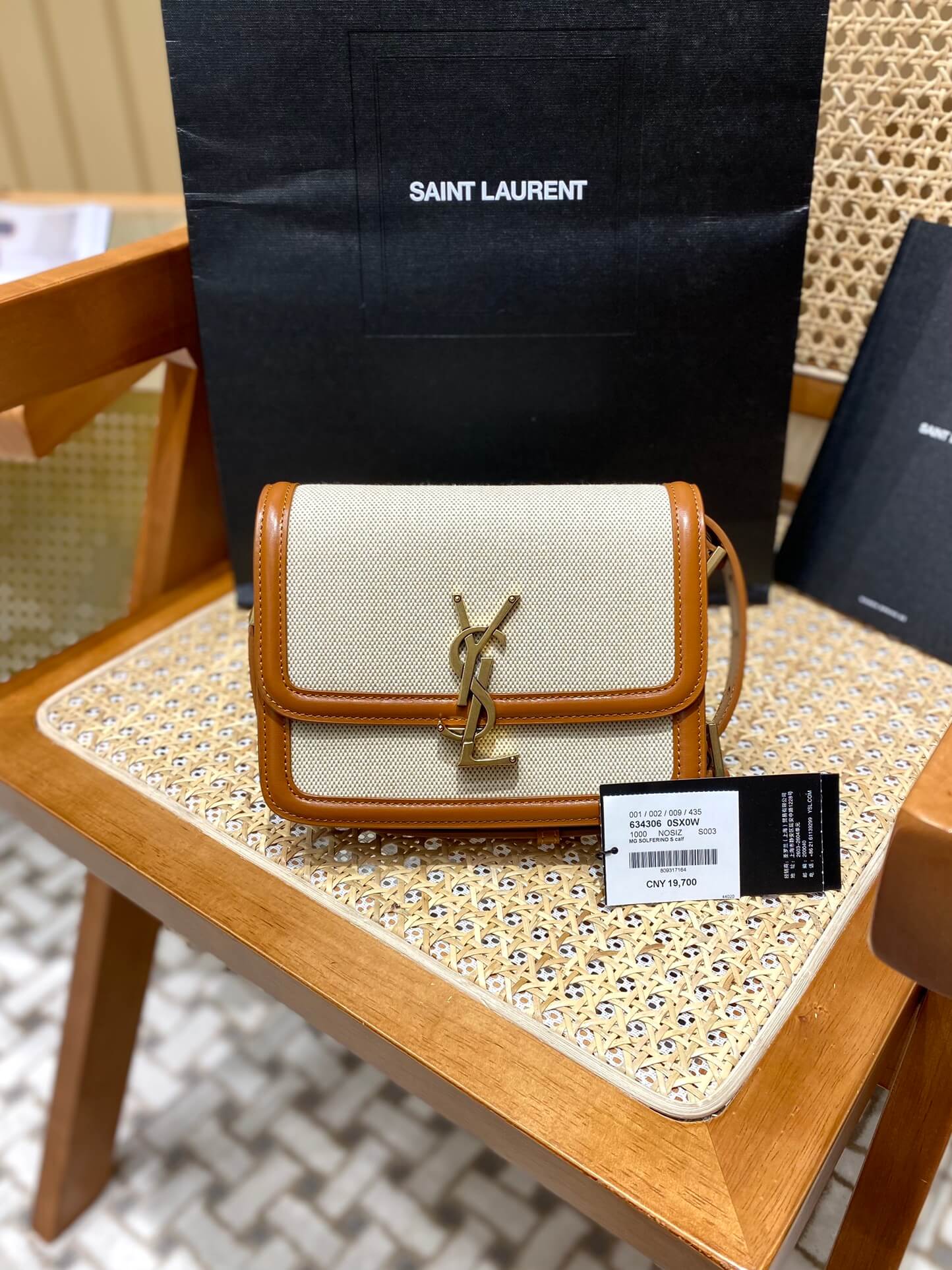 YSL Solferino BOX 19CM BAG 634306帆布/金扣 名媛网